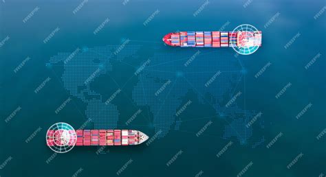 Premium Photo Aerial Top View Containers Ship Cargo Business