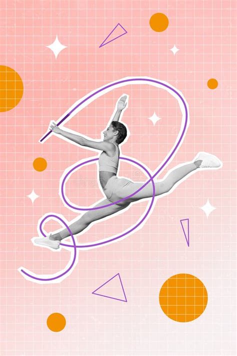 Vertical Collage Picture Of Positive Black White Colors Flexible Girl