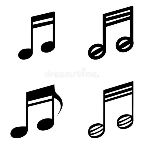 Four Simple Music Notes In Various Styles Stock Illustration