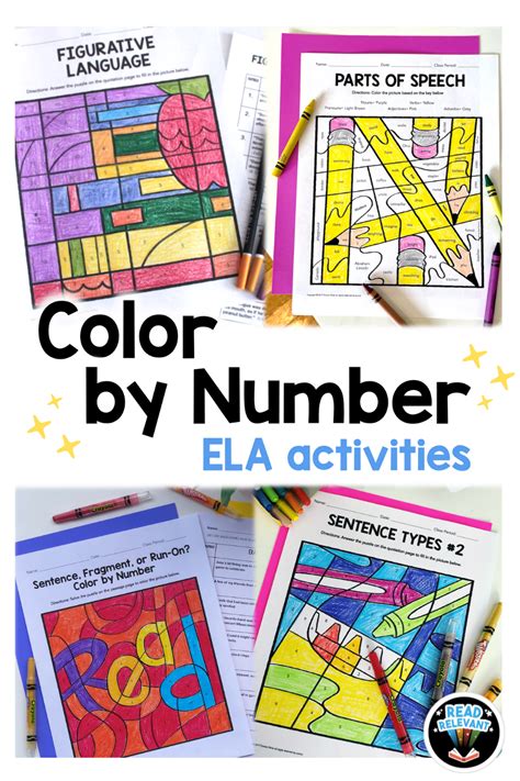 Ela Color By Number Activities Bundle Figurative Language And More