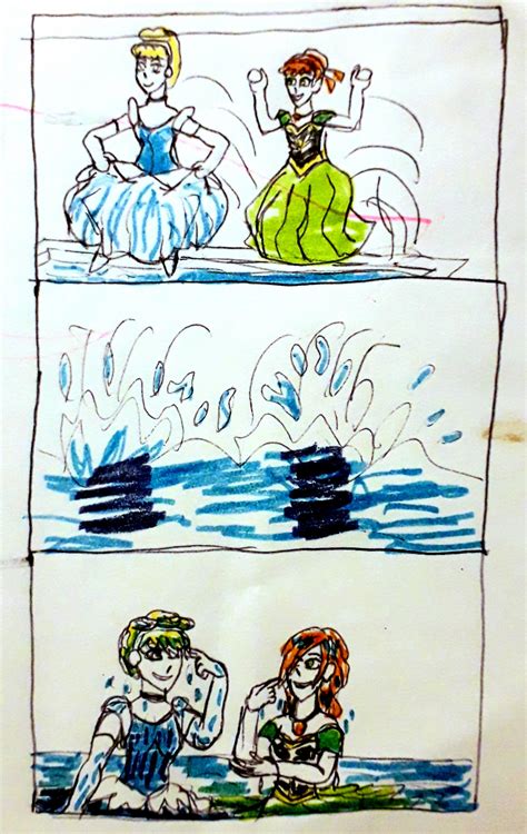 Disney Princesses Cinderella And Anna Pool Party By Fabsegdraft On Deviantart