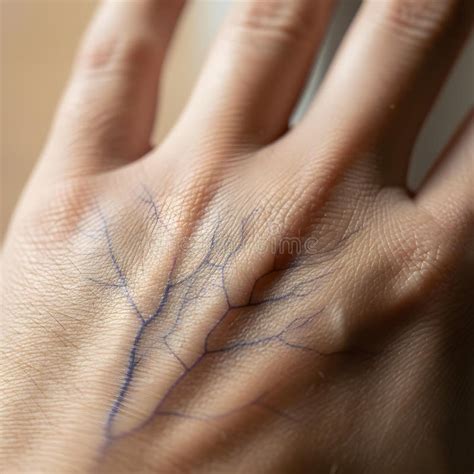Anatomical Detail Of Veins On Back Of Hand For Medical Circulation