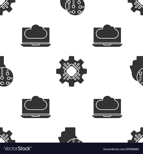 Set Human Brain As Digital Circuit Board Vector Image