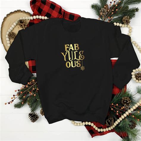 Black Christmas Jumper With Gold ‘fab Yule Ous Slogan By Perfect Personalised Ts
