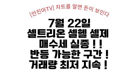 셀트리온셀트리온헬스케어셀트리온제약매수세실종거래량최저지속반등가능항구간 Youtube