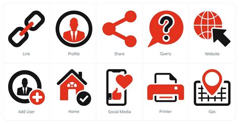 A Set Of 10 Contact Icons As Link Profile Share 43514383 Vector Art