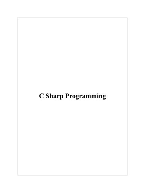 C Sharp Programming 1 Pdf