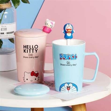 Mua Doraemon Cốc Uống Nước Bằng Sứ Có Nắp Đậy Và Muỗng Hình Doremon Đáng Yêu Giá Rẻ Nhất Teckivn