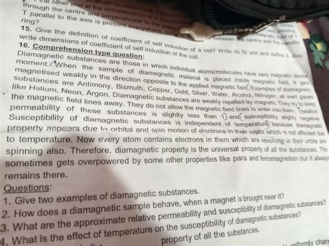 Give Two Examples Of Diamagnetic Substances How Does A Diamagnetic Sampl