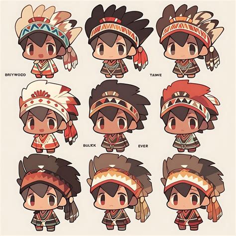 Premium Photo Colorful Male Native American Chief Chibi Kawaii Native Fashion Earth Cute