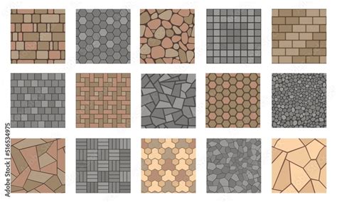 Floor Stone Pattern Pavement Tile Of Stone Bricks And Concrete Road