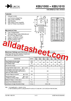 Kbu1010 Datasheet Pdf Won Top Electronics