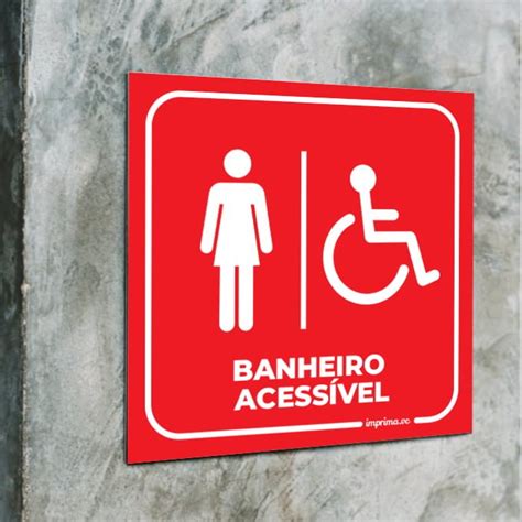 Placa Banheiro Feminino Acessível Quadrada Imprima Vc