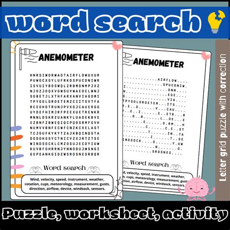 Anemometer Word Search Puzzle Worksheet Activity Made By Teachers