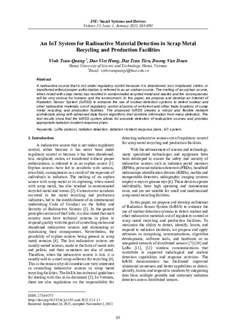 Pdf An Iot System For Radioactive Material Detection In Scrap Metal