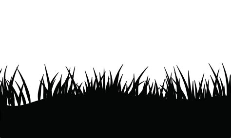 Black Grass Border Silhouettes Illustration On White Background