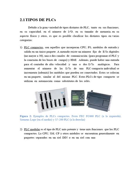 Tipos De Plcs Pdf Controlador Lógico Programable Hardware De La Computadora