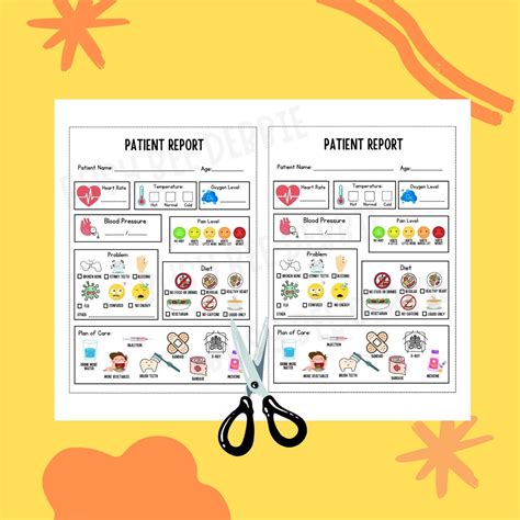 Doctors And Nurses Pretend Play Patient Report Sheet Medical Form