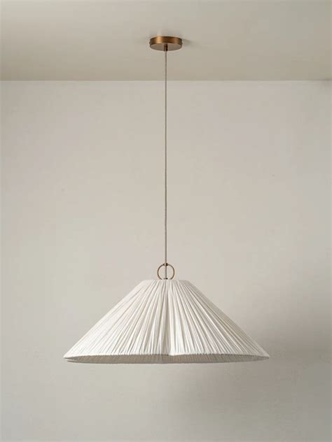 Lindi Aged Brass And Linen Oversized Scalloped Pendant In 2024