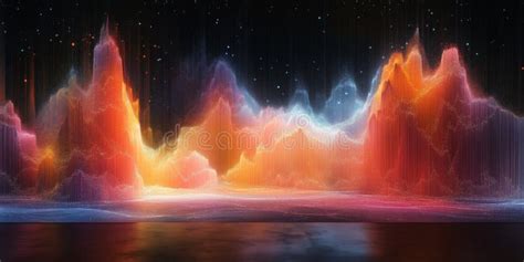 vibrant digital data landscape with latent space visuals stock