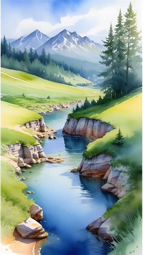 Landscape Nature Watercolor Landscape Landscape Photography