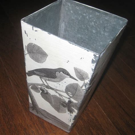 Decoupaged Metal Planter