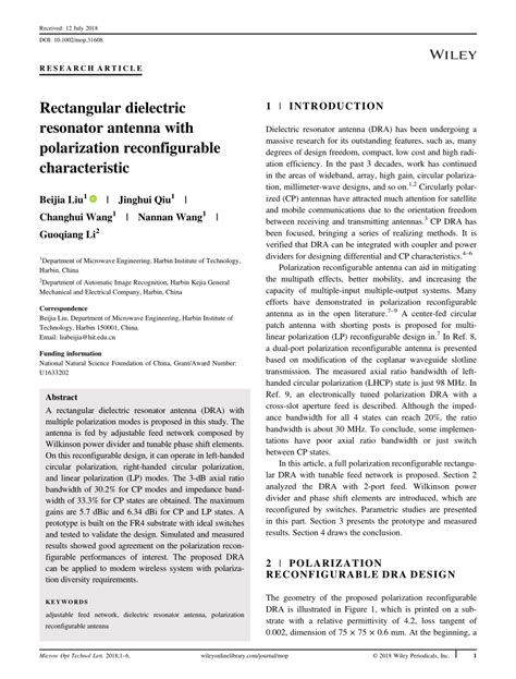 Pdf Rectangular Dielectric Resonator Antenna With Polarization