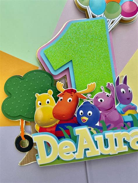 Backyardigans 1st Birthday Cake Topper Glitter Cardboard 3d Handmade Etsy Birthday Cake