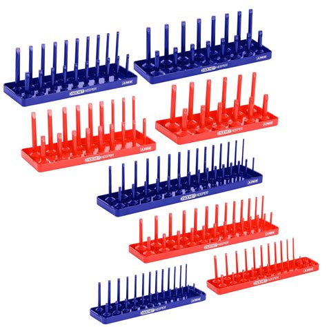 8 Piece Metric And Sae Socket Keeper Socket Organizer Tray Set Seaool