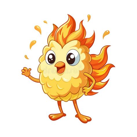 Cute Fire Sprite Character Cartoon Mascot Illustration With Welcoming