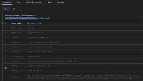 Ios Crashed Com Apple Network Connections EXC BAD ACCESS KERN INVALID ADDRESS From