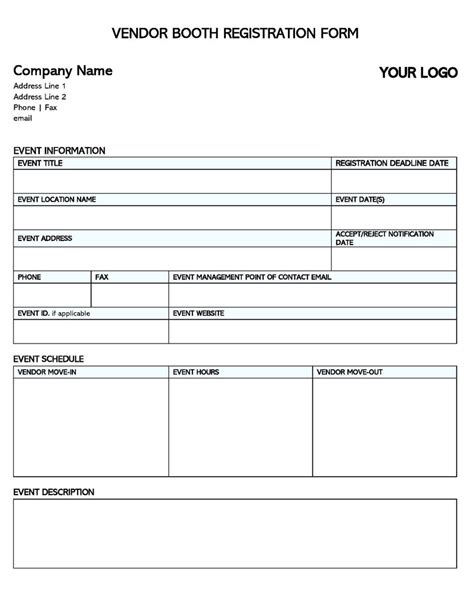 Free Vendor Registration Forms And Templates Editable