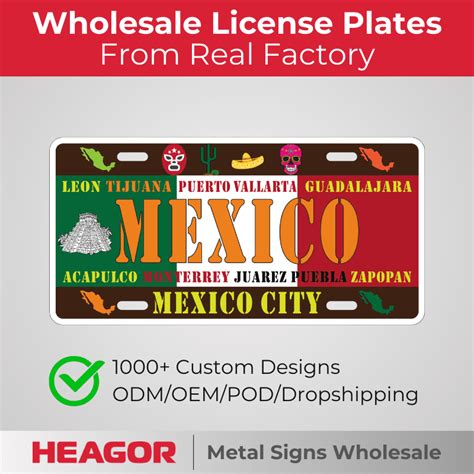 Mexico Souvenir License Plates Mexico City Acapullco