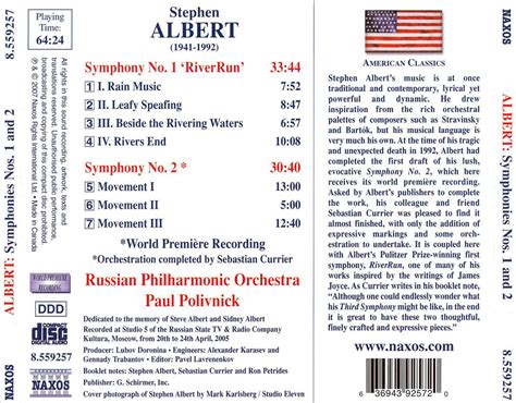 Stephen Albert Symphonies Nos 1 And 2 Paul Polivnick Moviemars