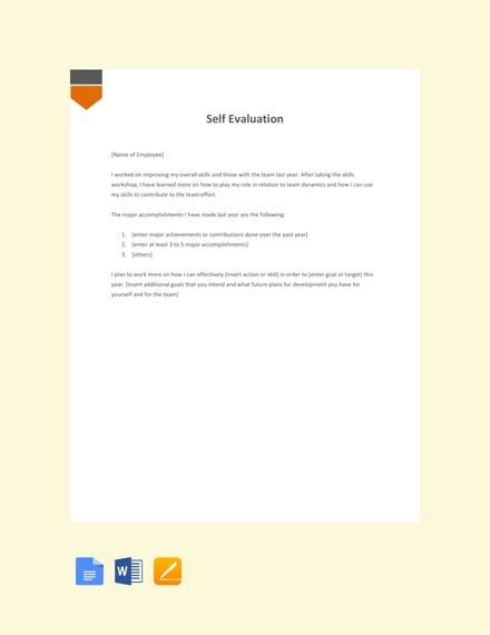 Self Evaluation Letter Sample Professionally Designed Templates