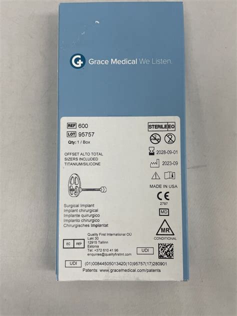 New Grace Medical 600 Offset Alto Total Ossicular Prosthesis 2 5mm X 3 5mm 0 8mm Disposables