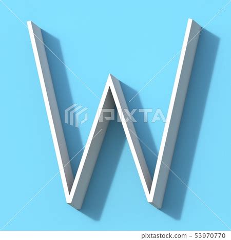 Line Font With Shadow Letter W 3d Stock Illustration 53970770 Pixta