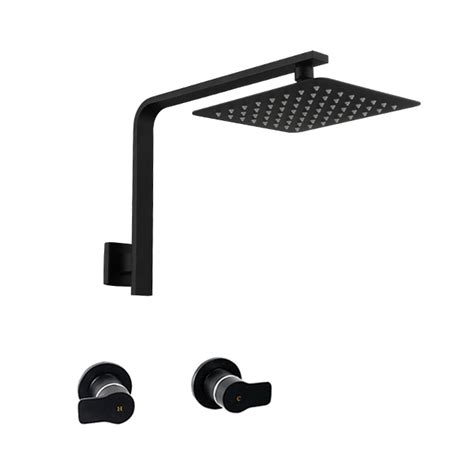 Linkware Liberty 200mm Bush Gooseneck Shower Set Chromematte Black