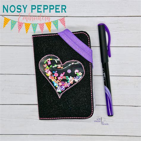 Heart Shaker Notebook Cover Machine Embroidery Design 2 Sizes Availab Nosy Pepper Patterns