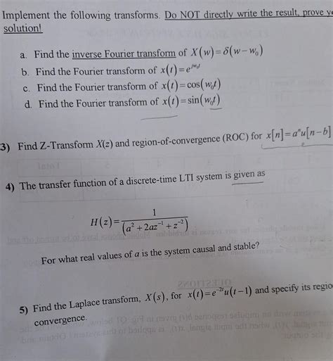 Solved Implement The Following Transforms Do Not Directly