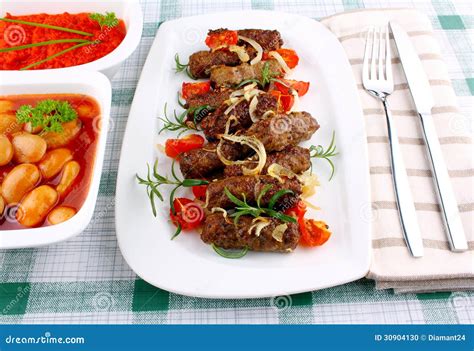 Grilled Cevapcici Is A Balkan National Dish Close The Row Of Fried