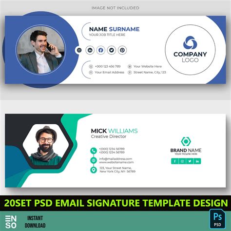 20 Set Psd Email Signature Template Design Editable Psd Design