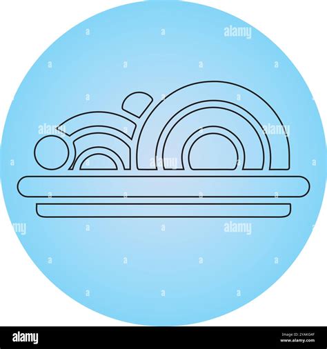 Global Cuisine Black Line Cooking Logo Design Blue Background Color