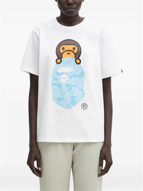 A Bathing Ape® Solid Camo Milo On Ape Head T恤 白色 Farfetch Cn