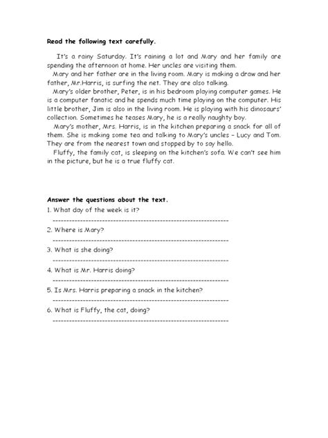 Reading Comprehension Present Continuous Pdf
