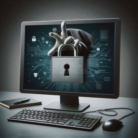 Concept Of Identity Theft Hand Reaching Out From Computer Isolated On