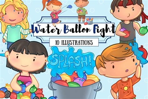 Water Balloon Fight Clip Art Collection