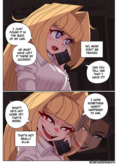 Rule 34 Blonde Hair Color Comic Disguise Ellie Impunderneath English Text Evil Smile Female