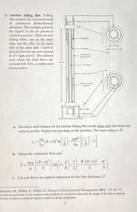 Solved 2 Annular Falling Film Falling Film Reactors Are