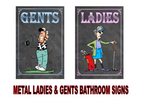 Golf Club Toilet Restroom Door Signs Male And Female Designs Two Signs